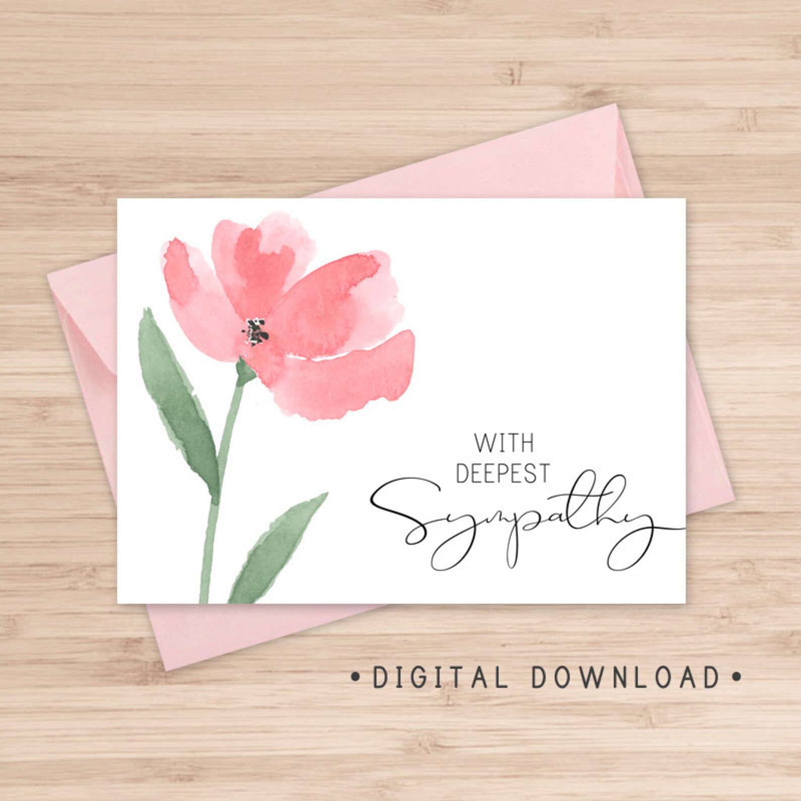With Deepest Sympathy Printable Card / Instant Download PDF / | Etsy