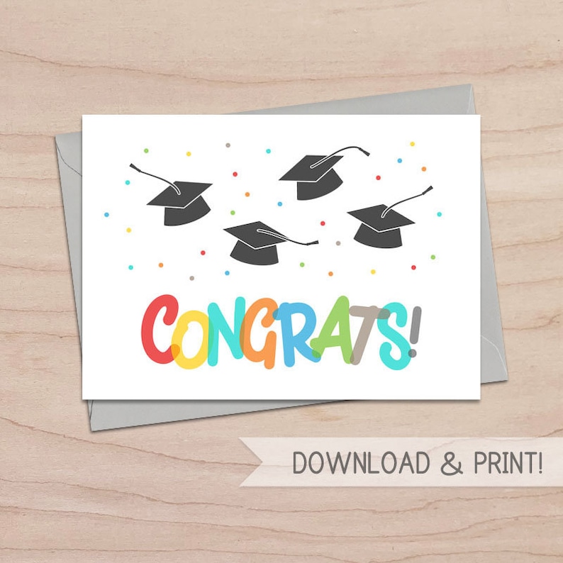 Congrats Graduation Printable Card / Instant Download PDF / - Etsy