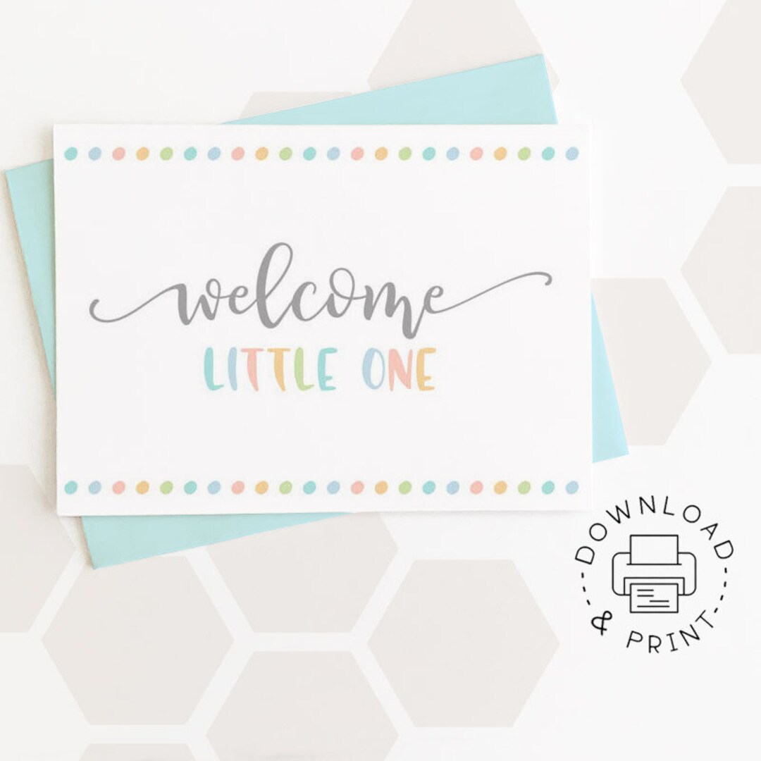 Welcome Little One Printable Card / Instant Download PDF / Neutral New ...