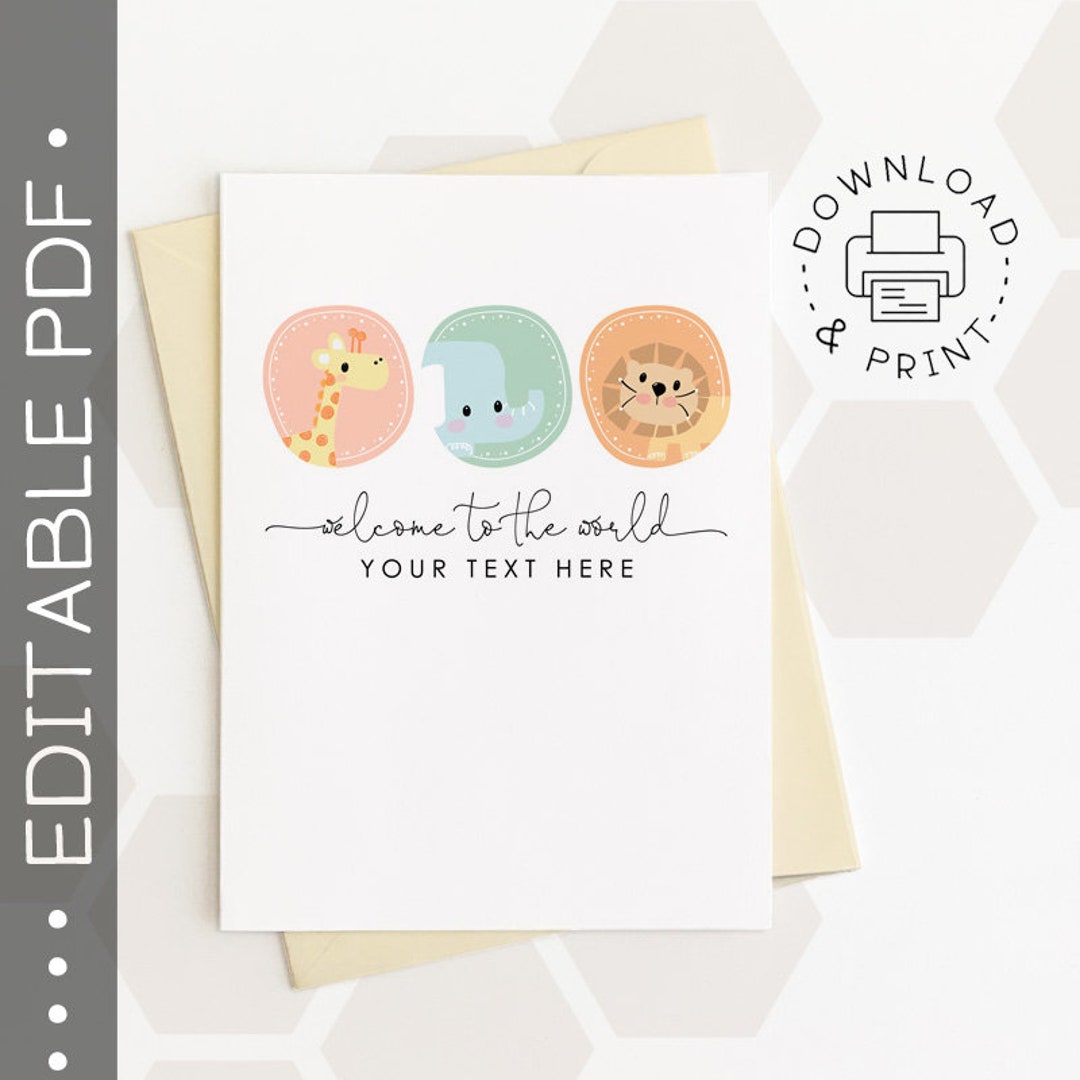 Editable & Printable Welcome Baby Card / Instant Download PDF / Card ...