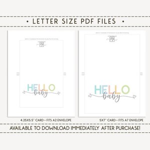 Hello Baby Printable Card / Instant Download PDF / Neutral New Baby ...