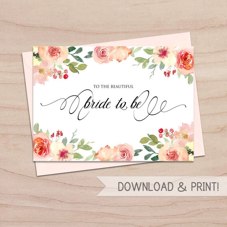 Printable Card: to the Beautiful Bride to Be / Instant - Etsy