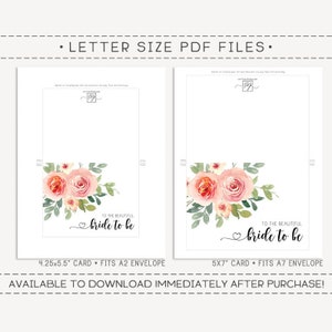 Printable Card: to the Beautiful Bride to Be / Instant Download PDF ...
