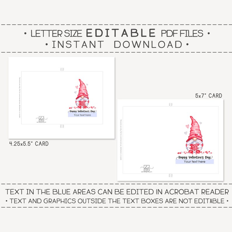 Editable & Printable Happy Valentine's Day Card / Instant - Etsy