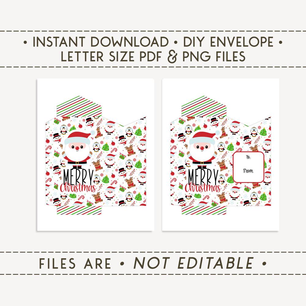 Printable Christmas Money Gift Envelope / Kawaii Santa Cash Holder ...