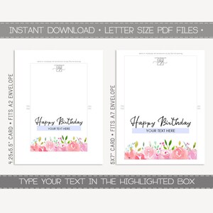 Editable & Printable Happy Birthday Card / Instant Download PDF / Card ...