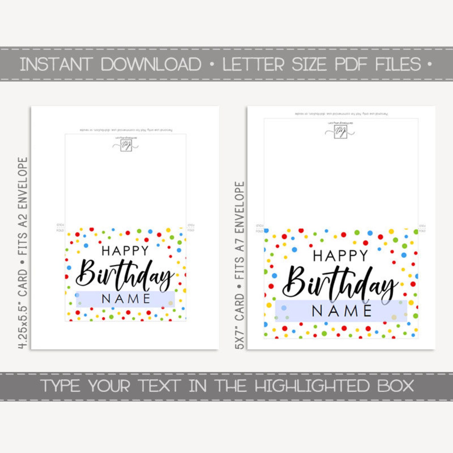 Editable & Printable Happy Birthday Card / Instant Download - Etsy