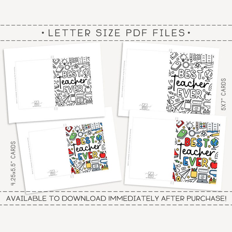 Best Teacher Ever Printable Card / Instant Download PDF / - Etsy