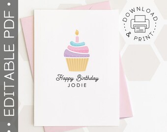 Editable & Printable Happy Birthday Card / Instant Download - Etsy