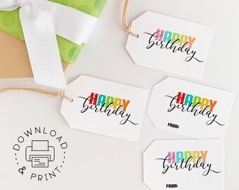 Printable Gift Tags / Happy Birthday Gift Tags / Gift Labels - Etsy