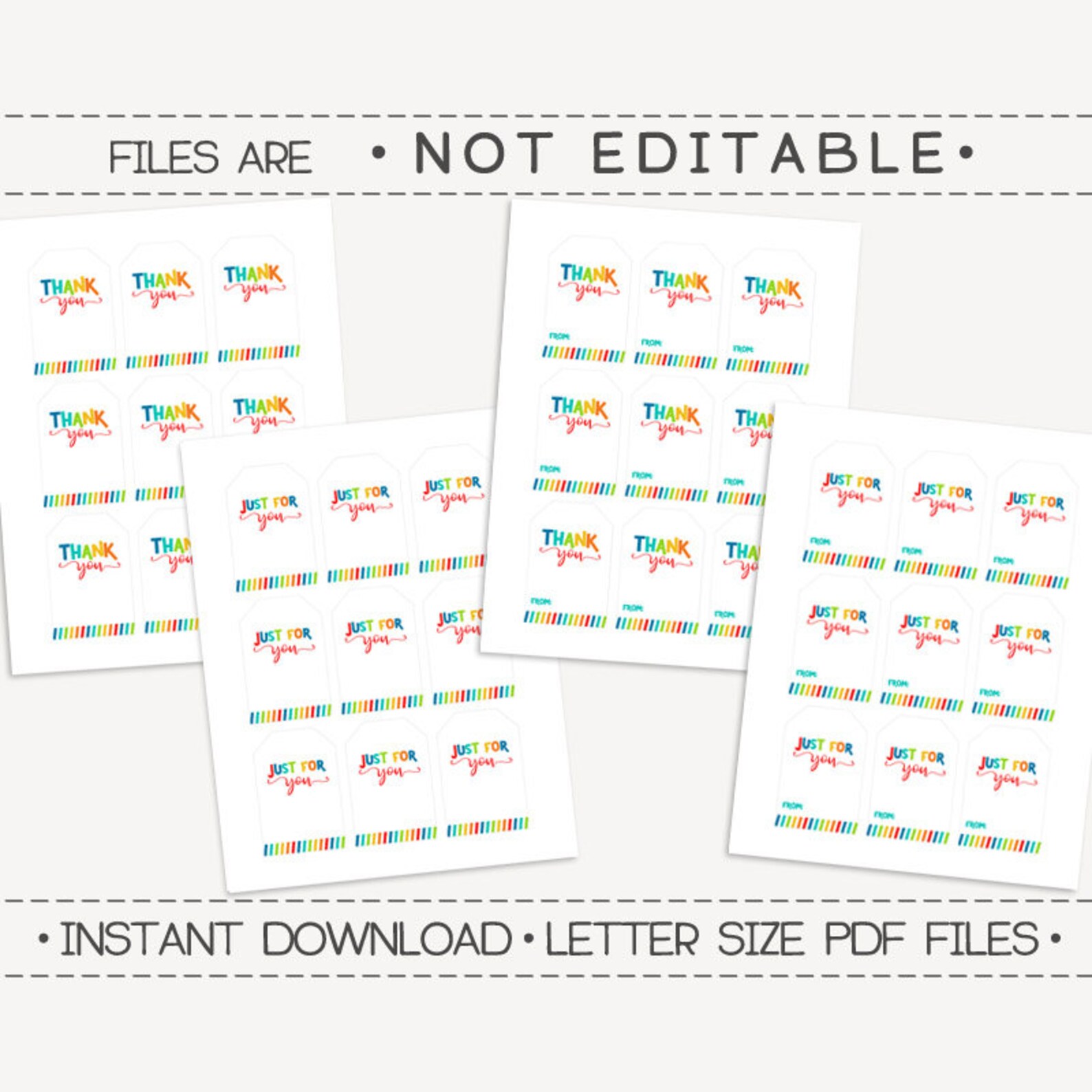 Printable Gift Tags / Thank You Tag / Just for You Tag / Favor - Etsy