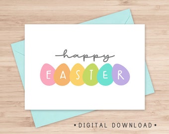 Happy Easter Printable Card / Instant Download PDF / Easter | Etsy