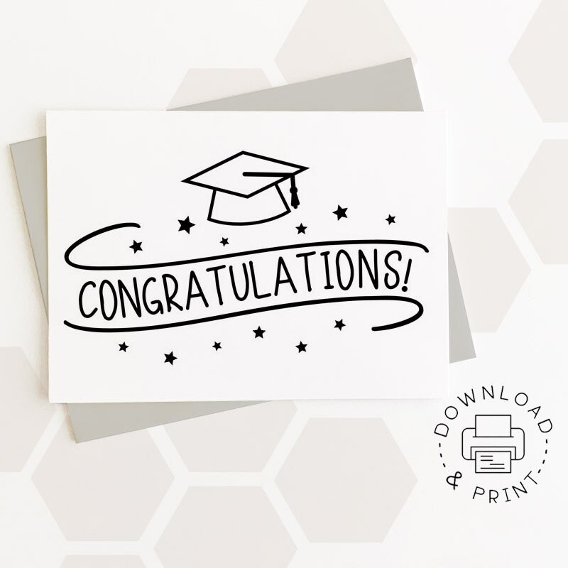Congratulations Graduation Printable Card / Instant Download PDF / Card ...