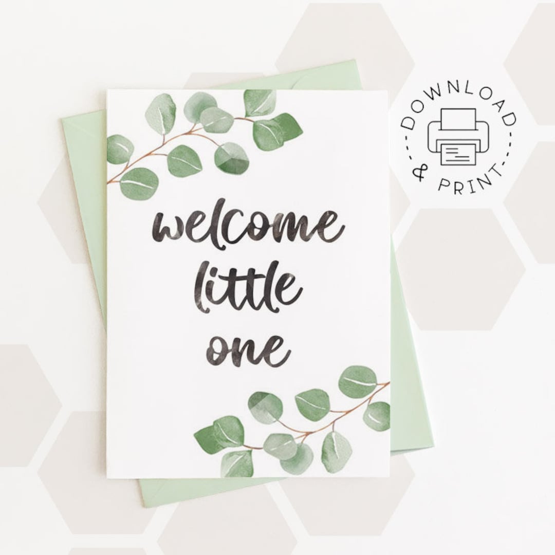 Printable Card: Welcome Little One / Instant Download PDF / Baby Card ...