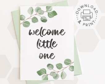 Printable Baby Shower Card and Envelope / Welcome Little One / Safari ...