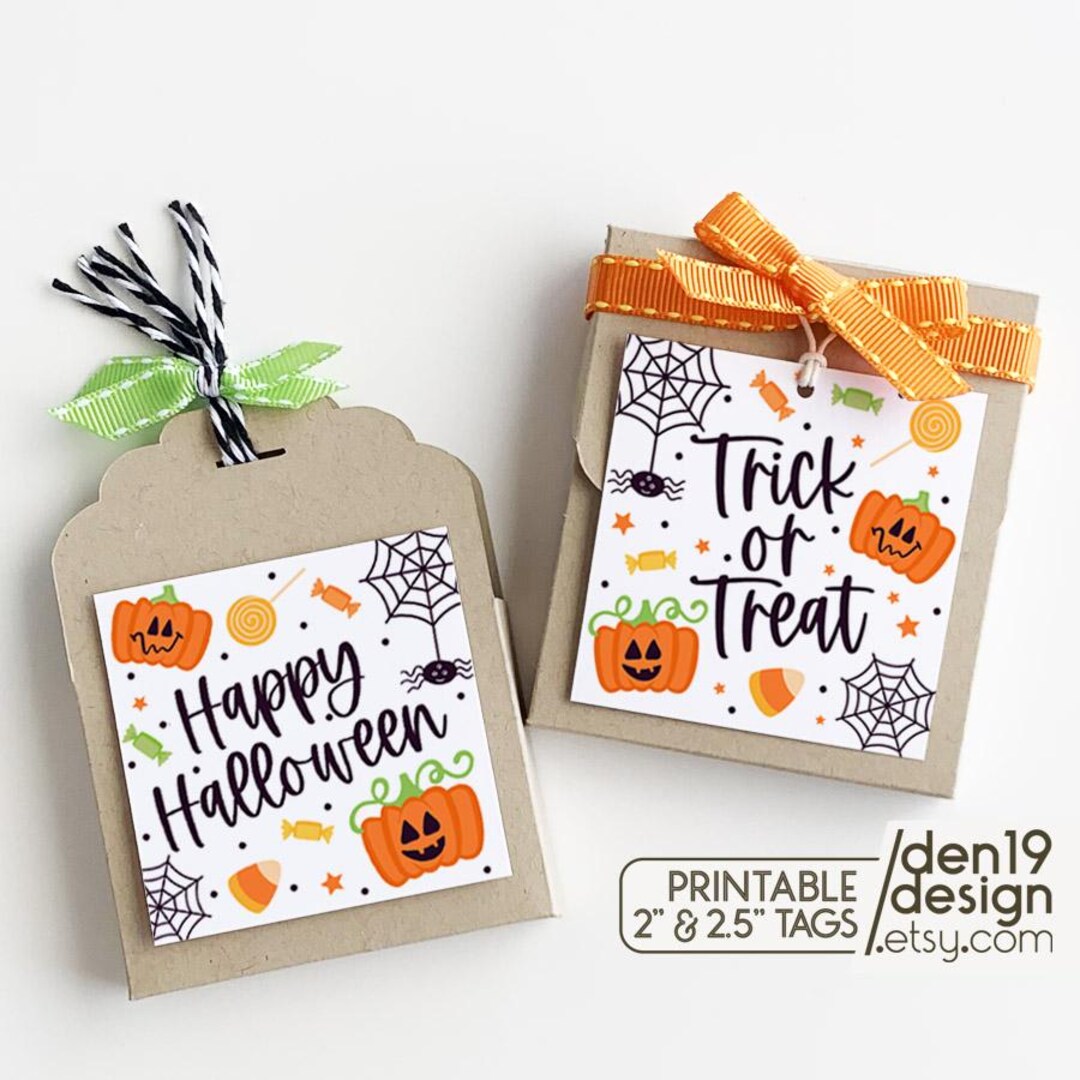 Printable Happy Halloween Gift Tags / Square Favor Tag / 2" & 2.5" Tag ...