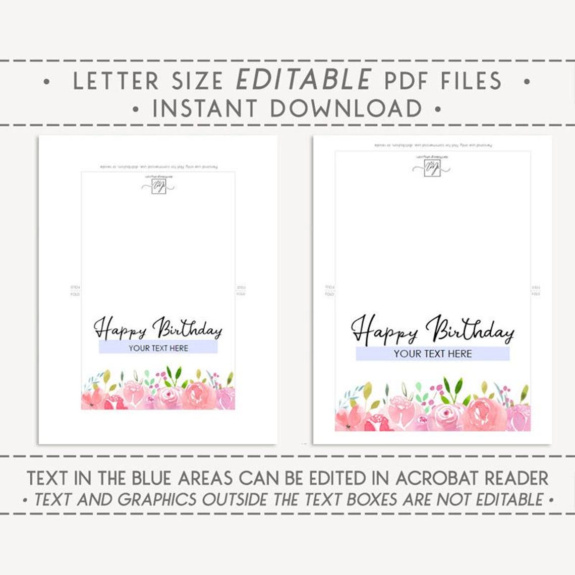 Editable & Printable Happy Birthday Card / Instant Download PDF / Card ...