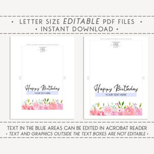 Editable & Printable Happy Birthday Card / Instant Download PDF / Card ...