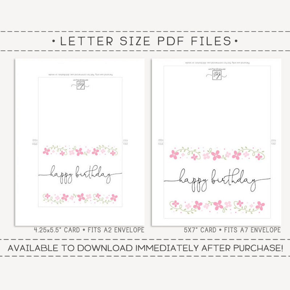 Happy Birthday Printable Card and Envelope / Instant Download - Etsy