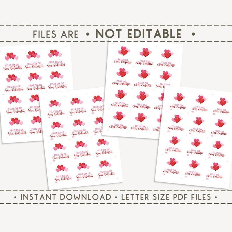 Printable Gift Tags / Spanish Valentine's Day Favor Tags / Feliz Día De ...