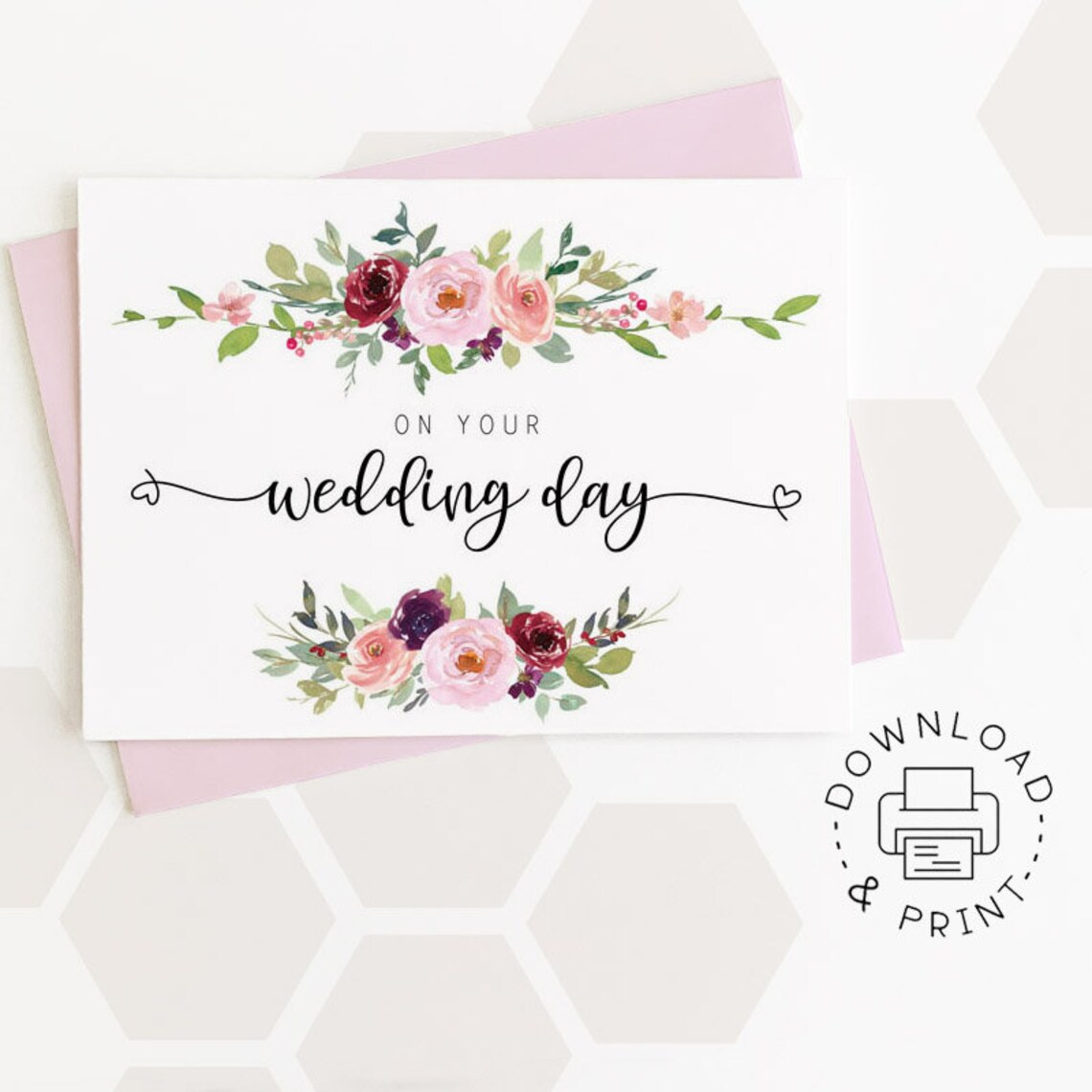 Printable Card: on Your Wedding Day / Instant Download PDF / - Etsy