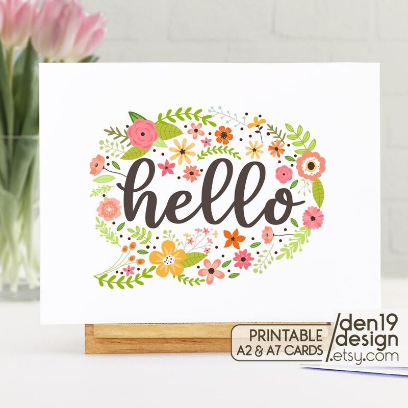 Hello Greeting Card - Etsy
