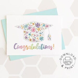 Congratulations Printable Card / Instant Download PDF / Floral ...