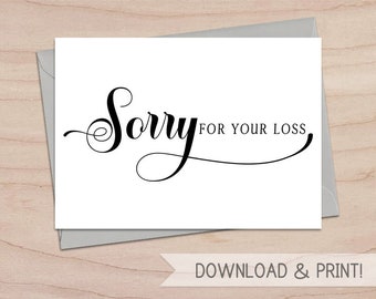 Printable Sorry for Your Loss Card - Etsy