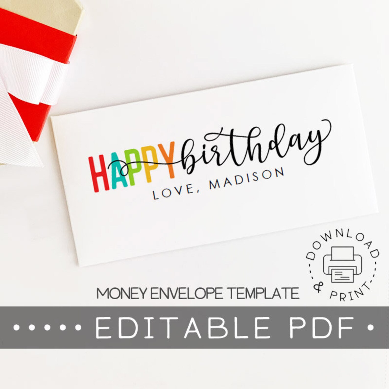 Editable & Printable Birthday Money Gift Envelope / Instant Download ...