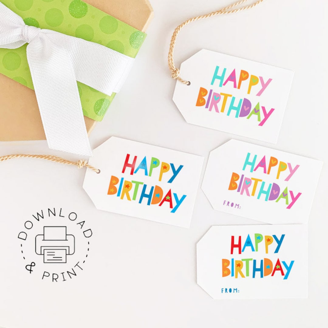 Printable Gift Tags / Happy Birthday Gift Tag / Birthday Gift Labels in ...