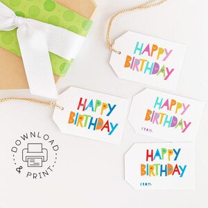 Printable Gift Tags / Happy Birthday Gift Tag / Birthday Gift Labels in ...