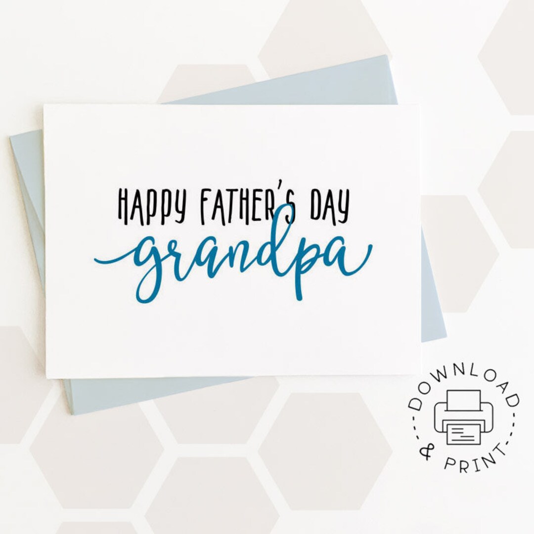 Happy Father's Day Grandpa Printable Card / Instant Download PDF / Card ...