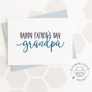 Happy Father's Day Grandpa Printable Card / Instant Download PDF / Card ...