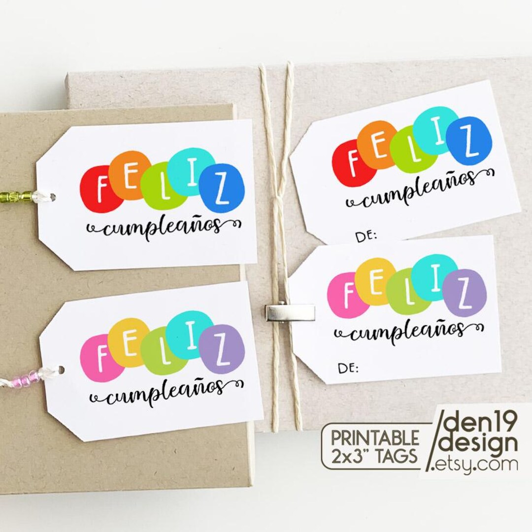 Feliz Cumpleaños Gift Tags: Spanish Birthday Labels (PDF) - Etsy