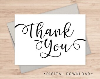 Thank You Printable Card / Instant Download PDF / Card | Etsy