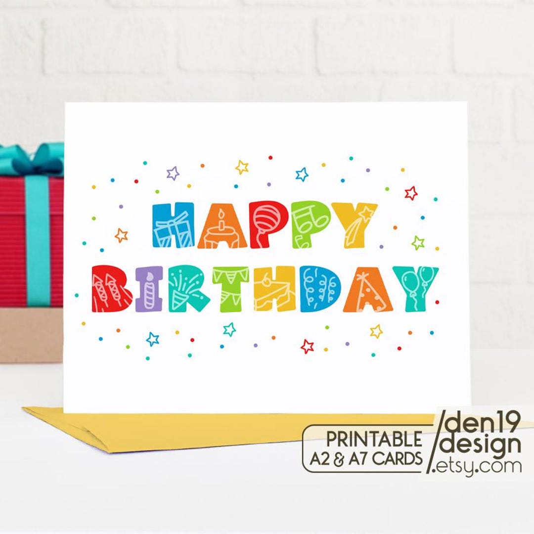 Happy Birthday Printable Card / Instant Download PDF - Etsy