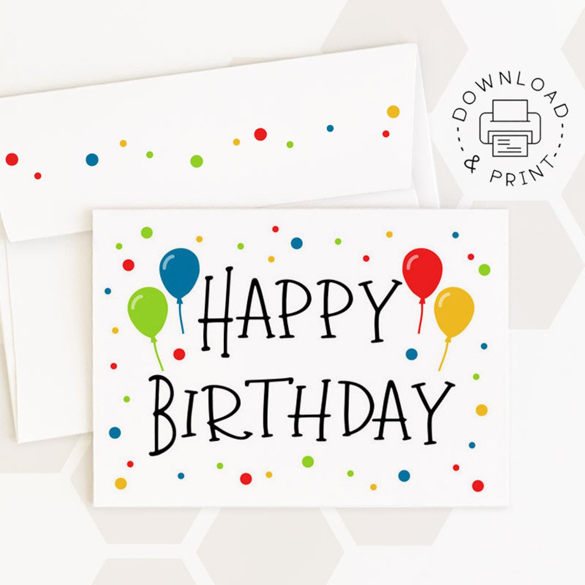 Happy Birthday Printable Card / Instant Download PDF / - Etsy