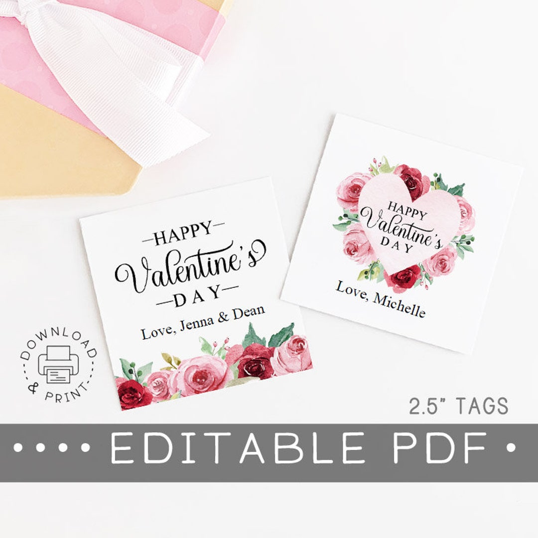 Editable & Printable Gift Tags / Happy Valentine's Day Tag - Etsy UK