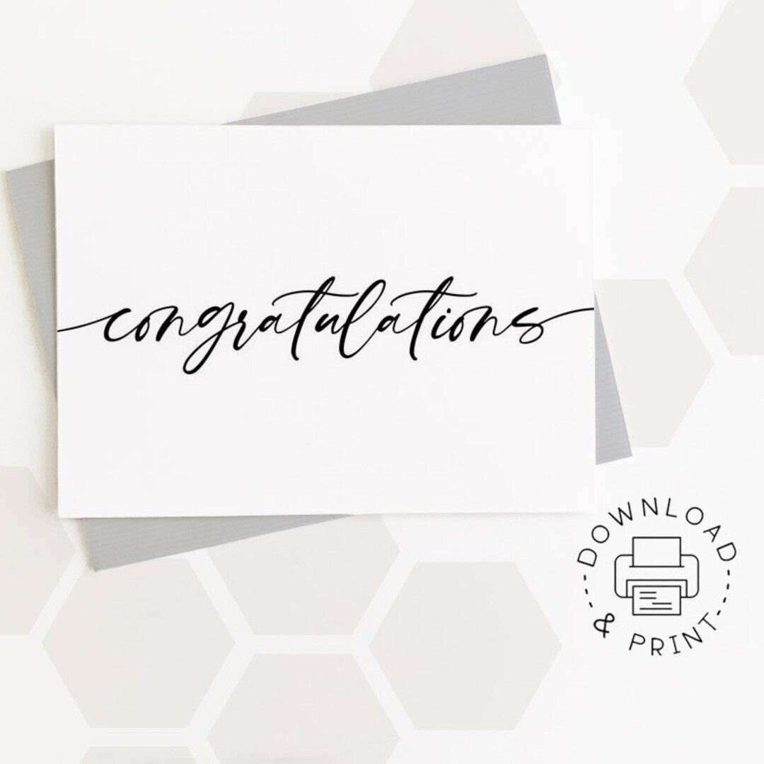 Congratulations Printable Card / Instant Download PDF / Card - Etsy Norway