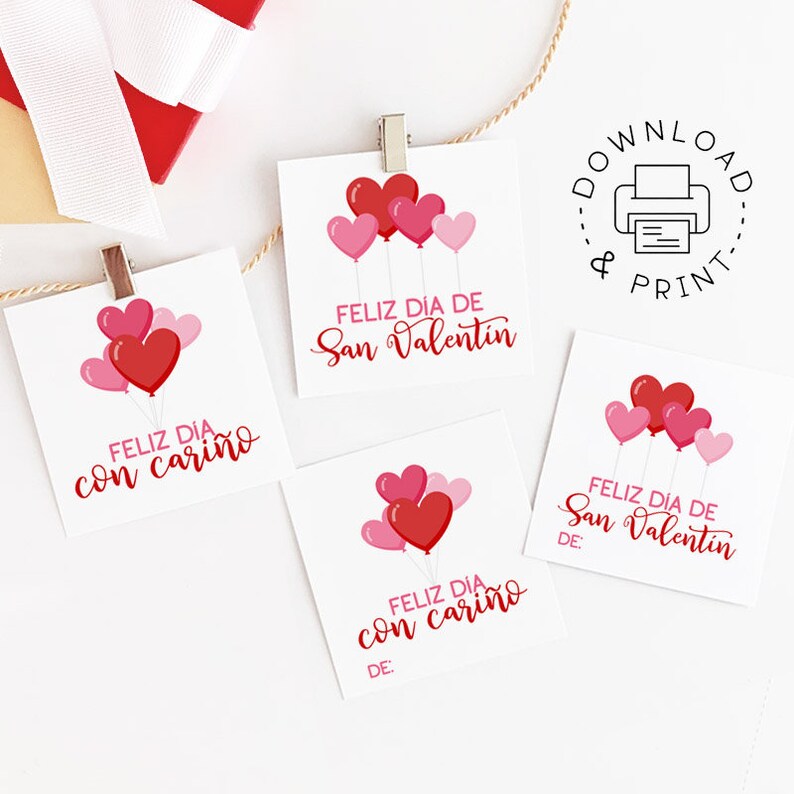 Printable Gift Tags / Spanish Valentine's Day Favor Tags / - Etsy