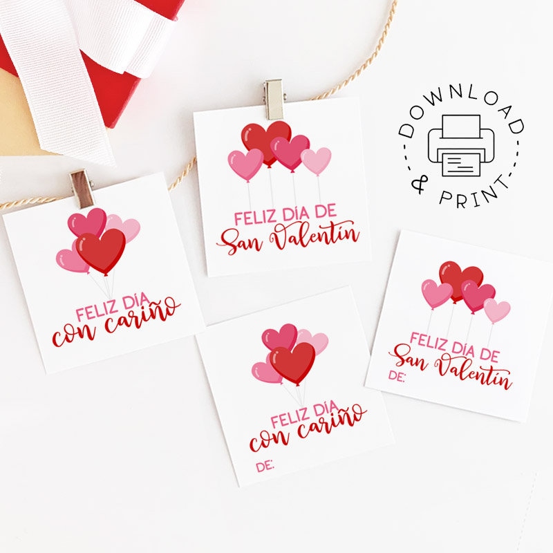 Printable Gift Tags / Spanish Valentine's Day Favor Tags / - Etsy