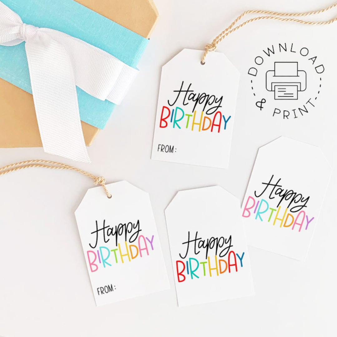 Printable Gift Tags / Happy Birthday Gift Tag / Birthday Gift Labels in ...