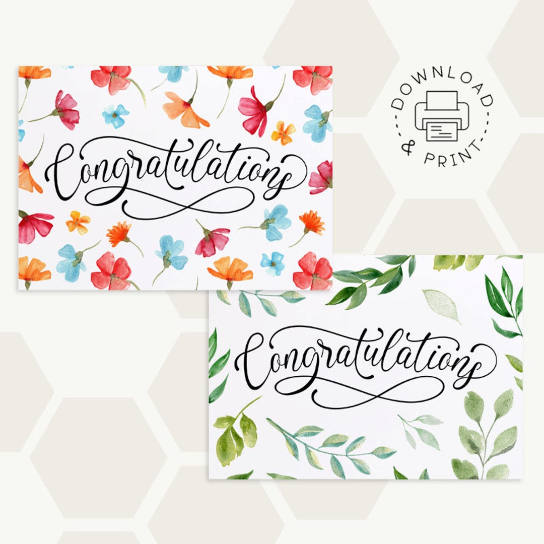 Congratulations Printable Card / Instant Download PDF / Card Template ...