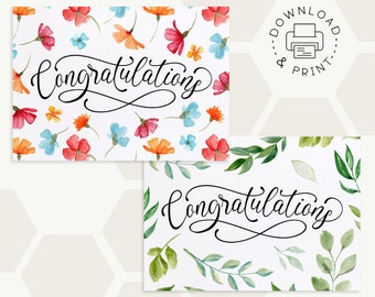 Greenery Congrats Card Download, Printable Modern Congratulations ...