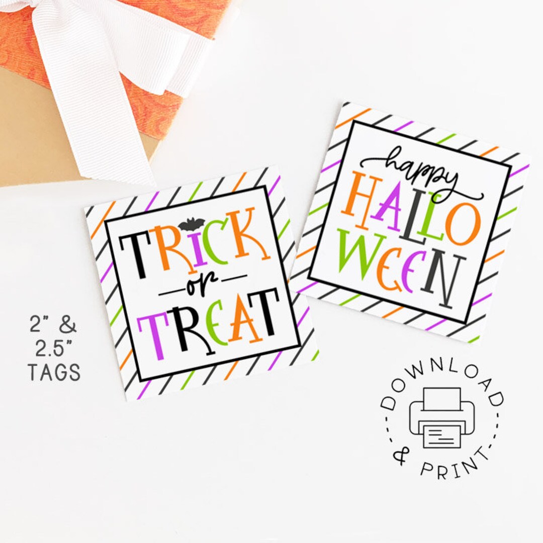 Printable Tags: Happy Halloween & Trick or Treat / Square - Etsy