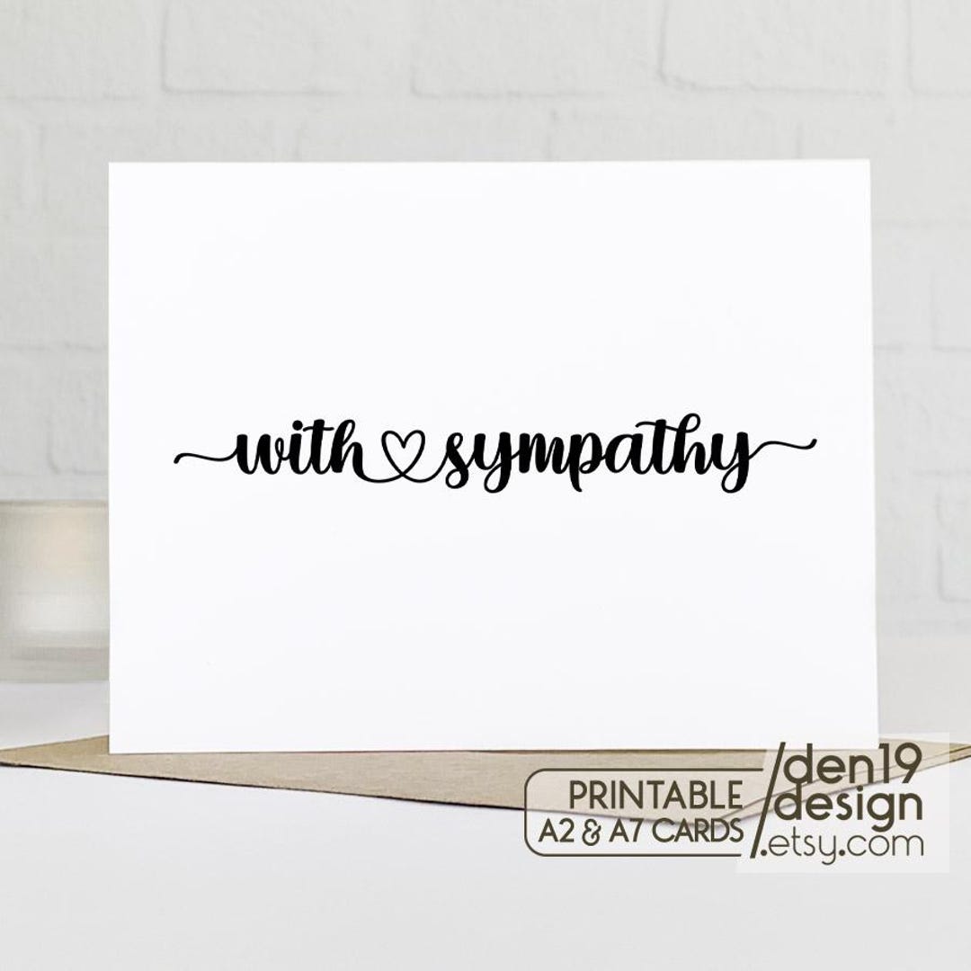 With Sympathy Printable Card / Instant Download PDF / Card Template ...