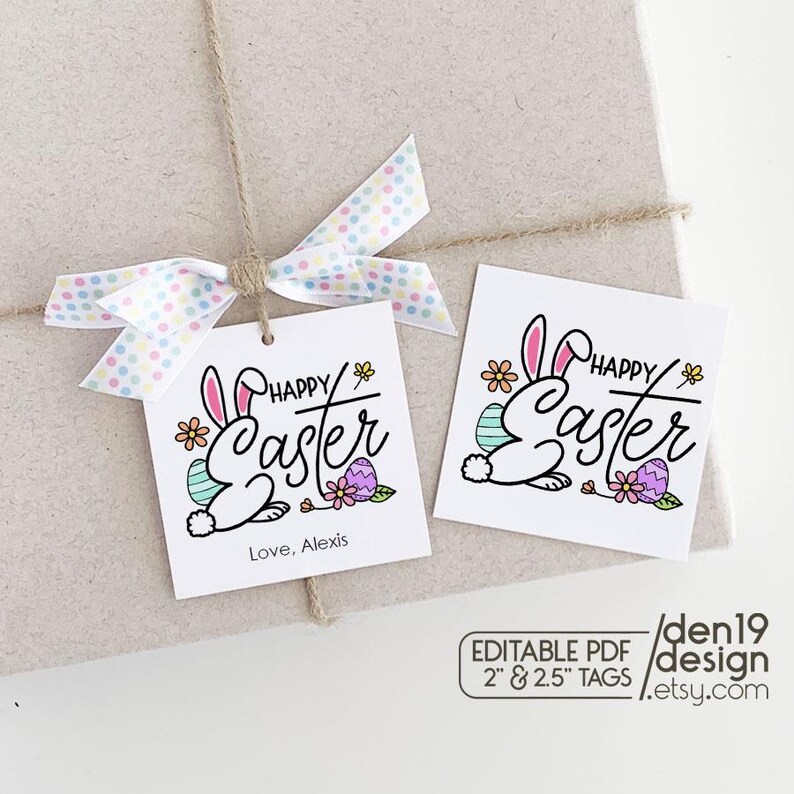 Editable & Printable Gift Tags / Happy Easter Tag - Etsy UK