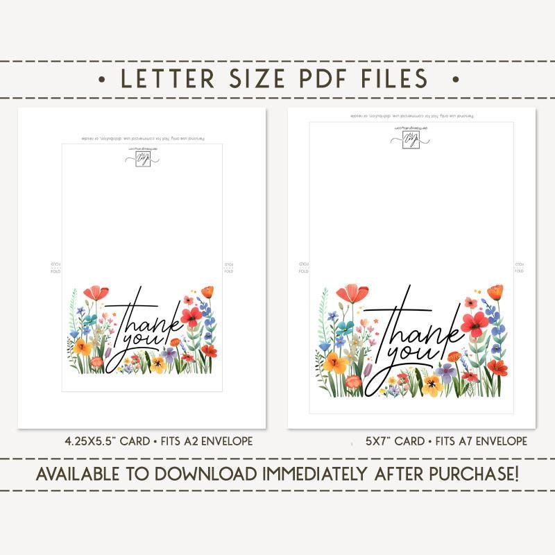 Thank You Printable Card / Instant Download PDF / Card Template - Etsy