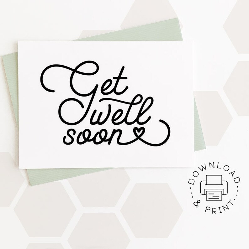 Get Well Soon Printable Card / Instant Download PDF / Get Well - Etsy
