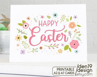 Happy Easter Printable Card / Instant Download PDF / Easter Bunny Card ...